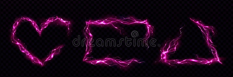 Pink Frames Made of Glowing Neon Lightning. Stock Illustration ...