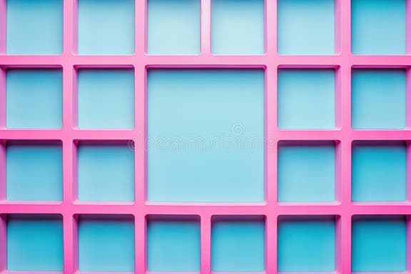 Pink Framework Divides Light Blue Squares Creating Abstract Design ...