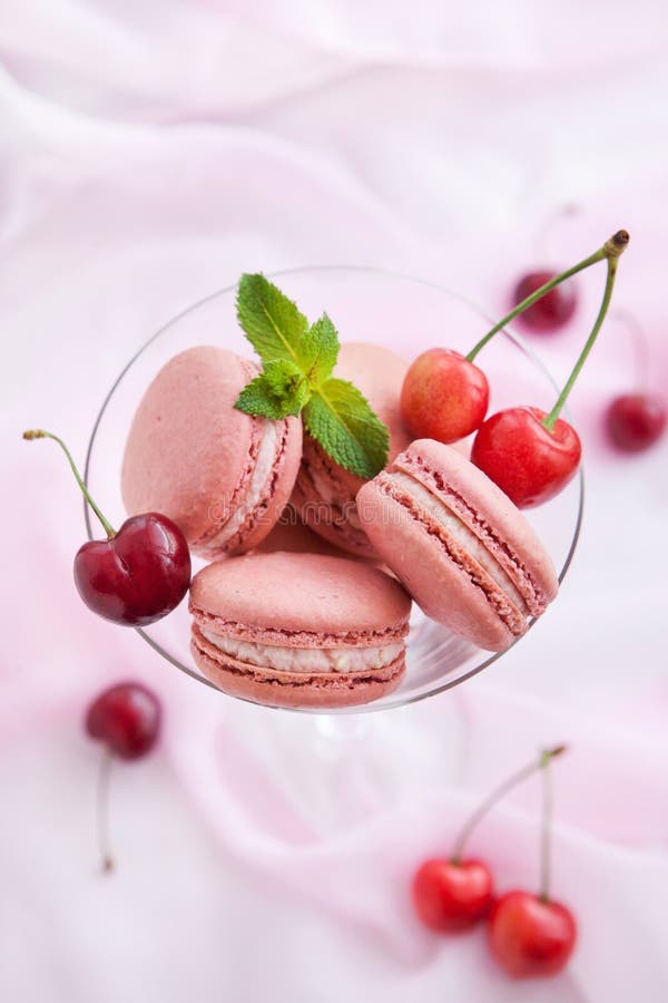 Pink Macarons Collage with Vintage Shabby Chic Theme Stock Image ...