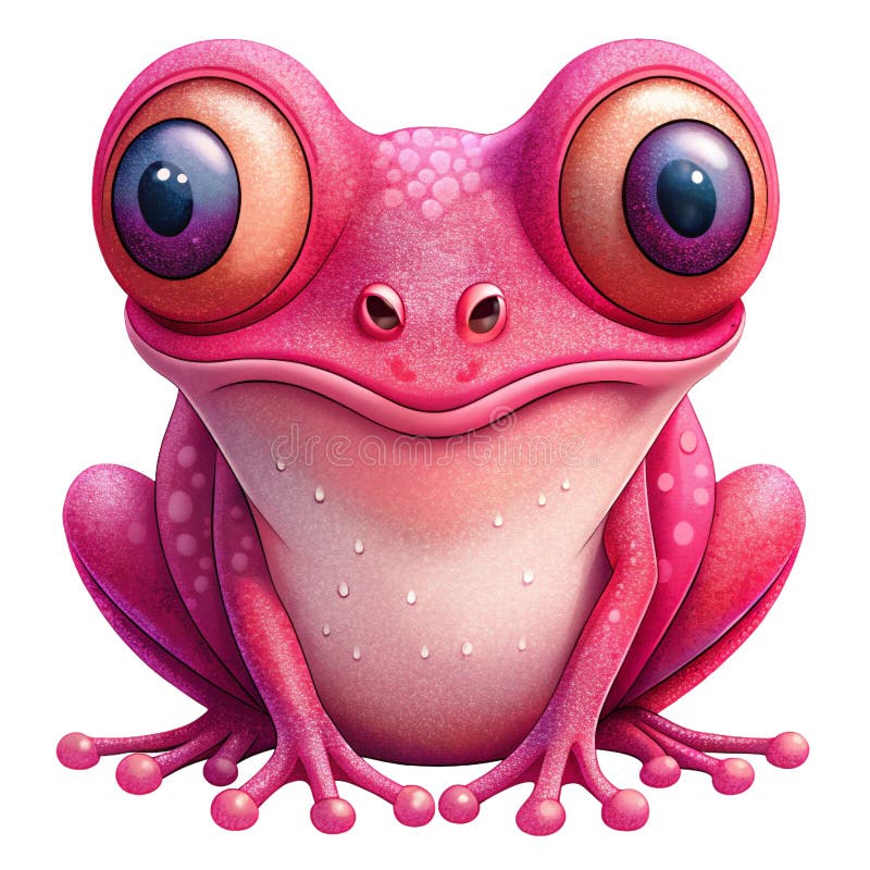 A Pink Frog with Large, Expressive Eyes Stock Image - Illustration of ...