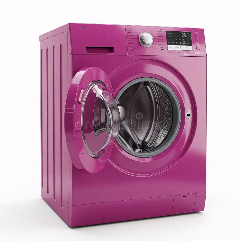 Pink Washing Machine Isolated on White Background. 3D Illustration ...