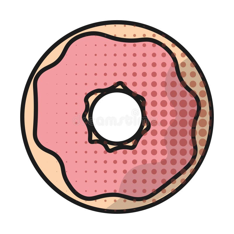 Pink frosted donut. Vector stock illustration. Illustration of hole ...