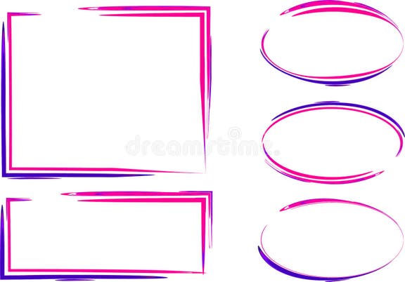 Pink Fuchsia Blue Colorful Abstract Line Pattern Outline Frames Set ...