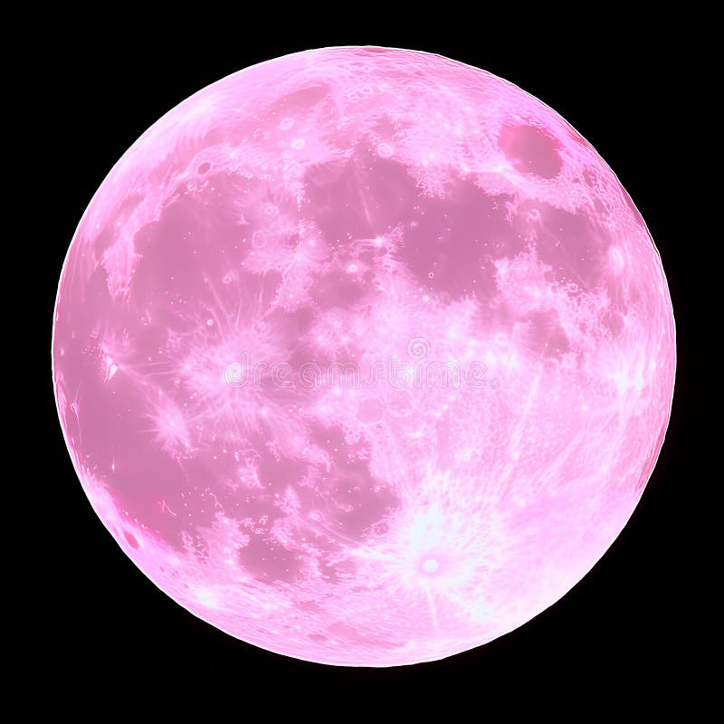 Pink Full Moon Celestial Body Space Night Sky Lunar Surface Dramatic ...
