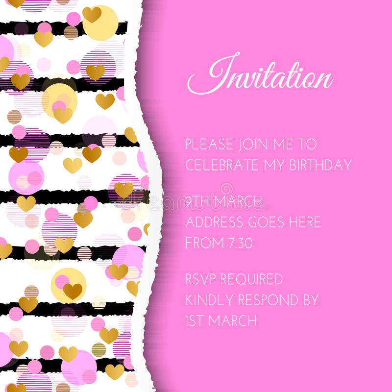 Pink Fun Invitation Design in Abstract Geometric Style Stock Vector ...