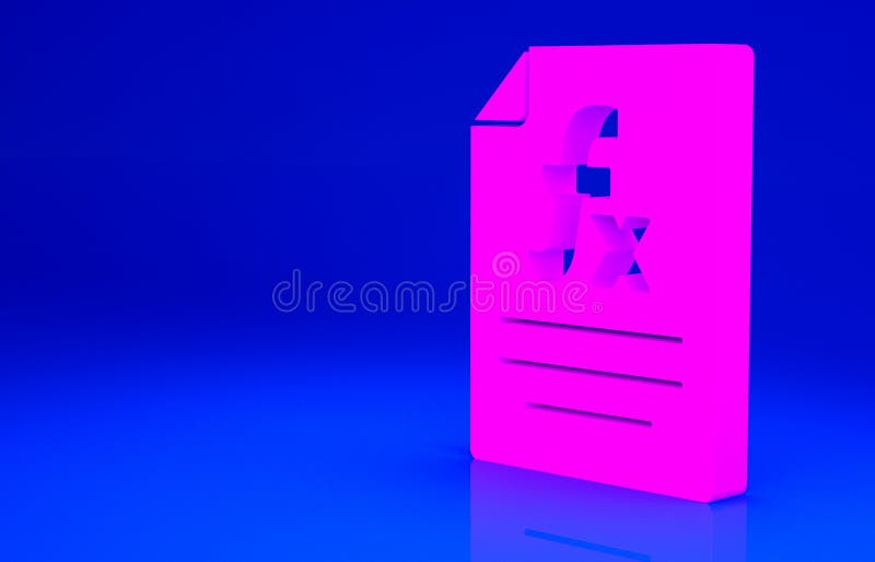 Pink Function Mathematical Symbol Icon Isolated on Blue Background ...