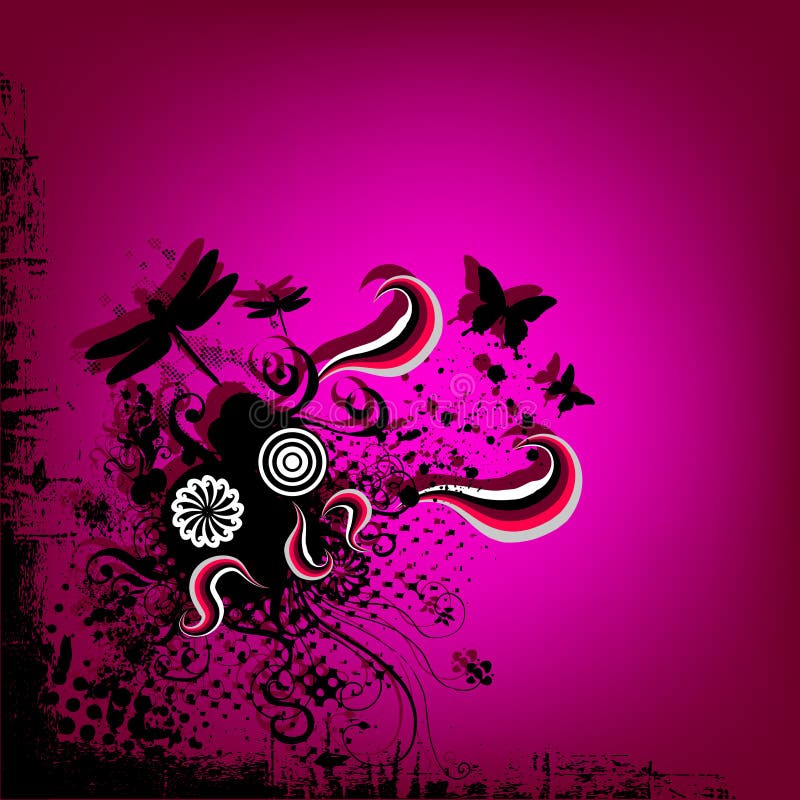 Pink Funky Nature Illustration Stock Vector - Illustration of design ...