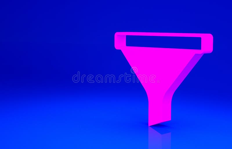 Pink Funnel or Filter Icon Isolated on Blue Background. Minimalism ...