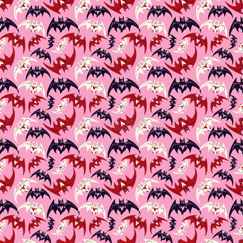 Pink Funny Magic Pattern with Bats. Mystical Pattern with Halloween ...