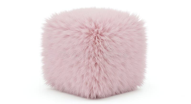 Pink Furry Cube Isolated on White Background for Modern Design Stock ...