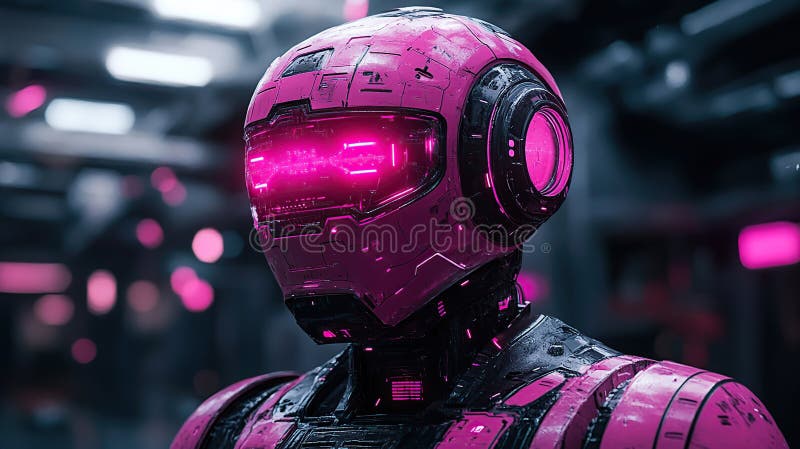 Pink Futuristic Room, with Holographic Projections and Technological ...