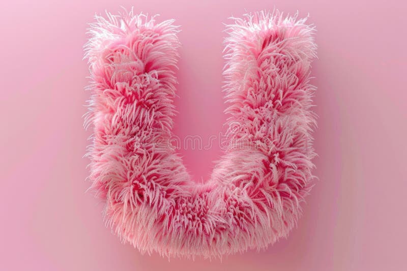 A Pink Fuzzy Letter U on a Pink Background Stock Image - Image of text ...