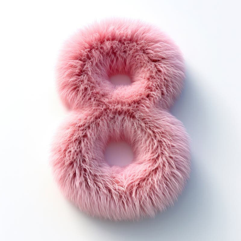 A Pink Fuzzy Number Eight on a White Surface Stock Photo - Image of ...