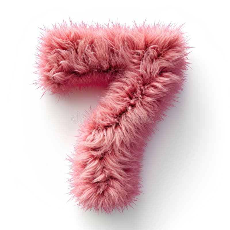 A Pink Fuzzy Number Seven on a White Surface Stock Photo - Image of ...