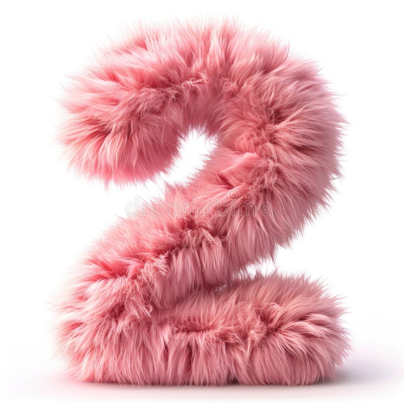 A Pink Fuzzy Number 2 on a White Background Stock Photo - Image of text ...