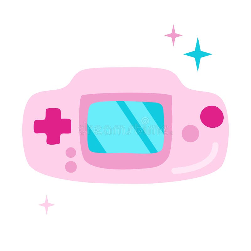 Pink Game Console in Flat Style. Trendy 80s 90s Design Element Stock ...