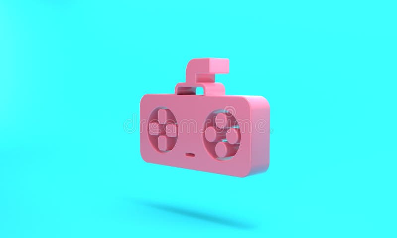 Pink Game Controller or Joystick for Game Console Icon Isolated on ...