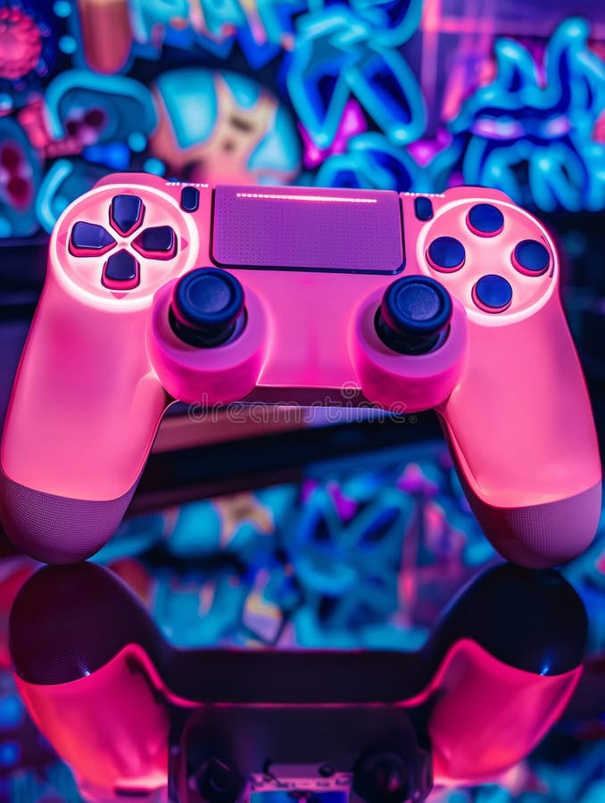 Pink Game Controller Neon Lights Background Stock Photos - Free ...