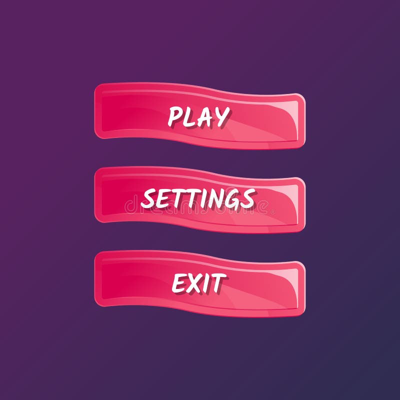 Pink Game Interface Elements in Cartoon Style Stock Illustration ...
