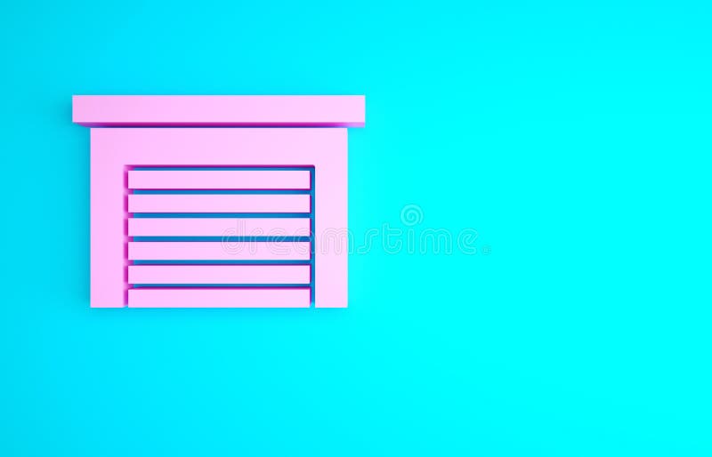 Pink Garage Icon Isolated on Blue Background. Minimalism Concept Stock ...