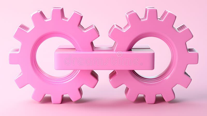 Pink Gears Linked Together Symbolizing Teamwork Stock Illustration ...
