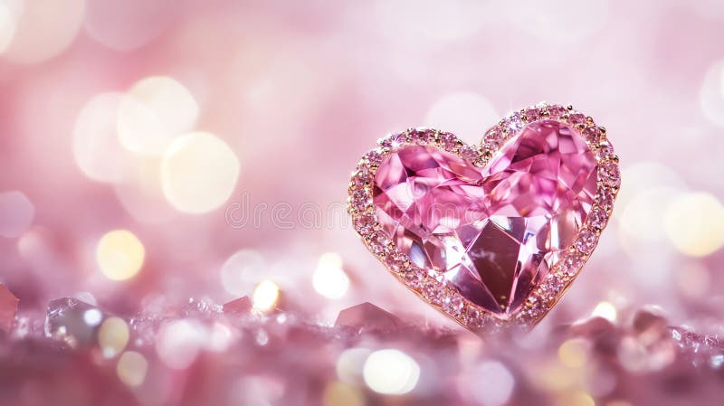 Pink Gem Heart: Sparkle and Romance Stock Image - Image of heart ...