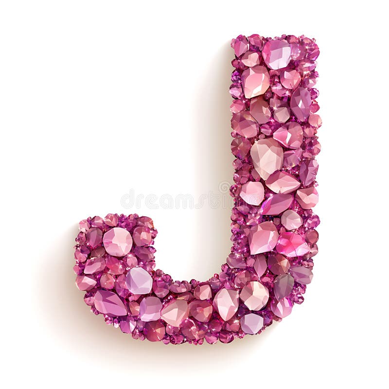 Pink Gemstone Letter J on White Background Stock Illustration ...
