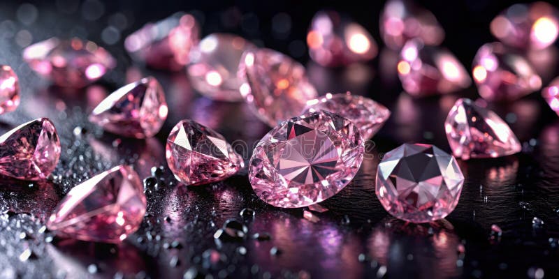 Pink Gemstones Sparkling on Dark Surface a Luxurious Display of Cut and ...
