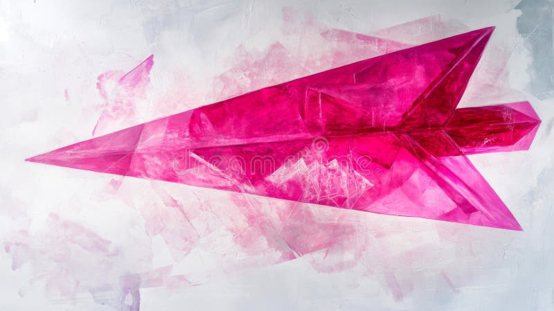 Pink Geometric Crystal Arrow on White Background Stock Illustration ...