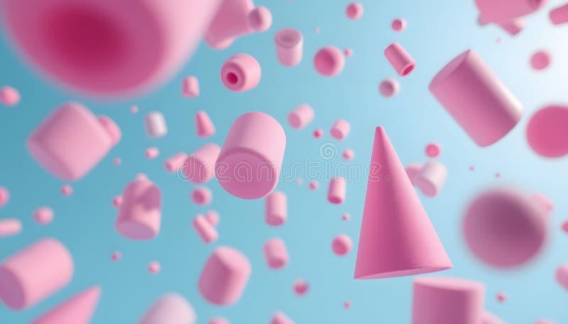 Pink Geometric Forms Dreamy Abstract 3d Composition Stock Photos - Free ...