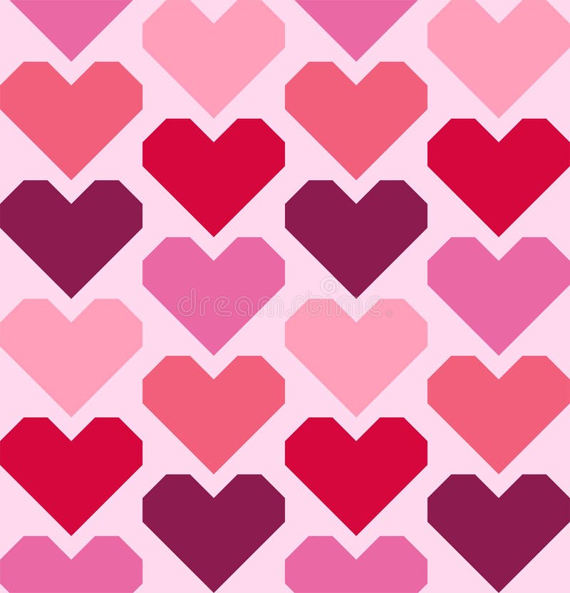 Pink Geometric Hearts Pattern Stock Vector - Illustration of valentines ...