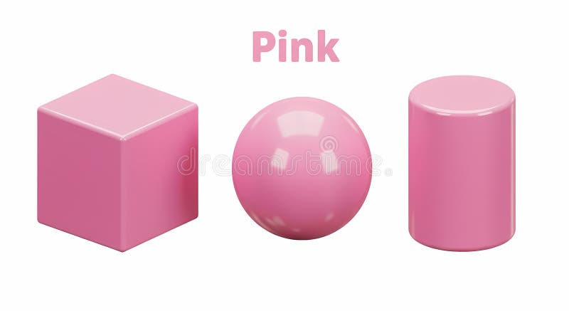Pink Geometric Shapes Cube Sphere Cylinder 3d Render Stock Illustration ...