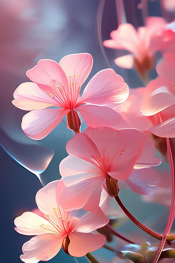 Pink Geranium Flowers Macro Wallpaper Stock Illustration - Illustration ...