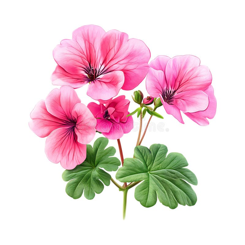 Pink Geranium Flowers on White Background Against Transparent ...