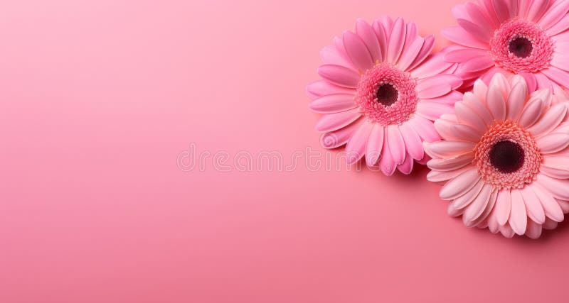 Pink Gerbera Daisies Corner Frame on Pink Background. Floral ...
