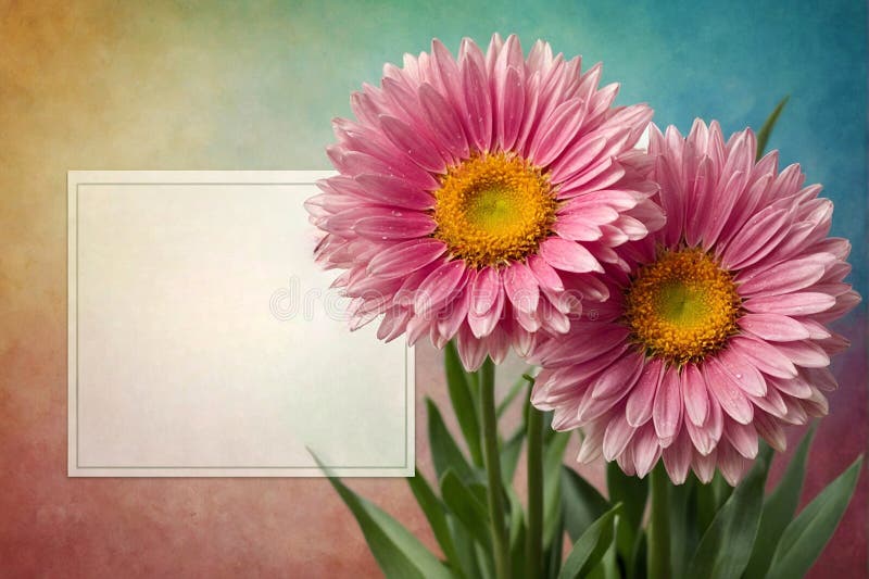 Pink Gerbera Flowers on Colorful Background with Copy Space for Text ...