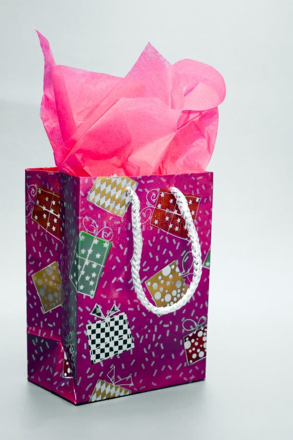 Pink Gift Bag and Paper stock image. Image of curly, curled - 5820995