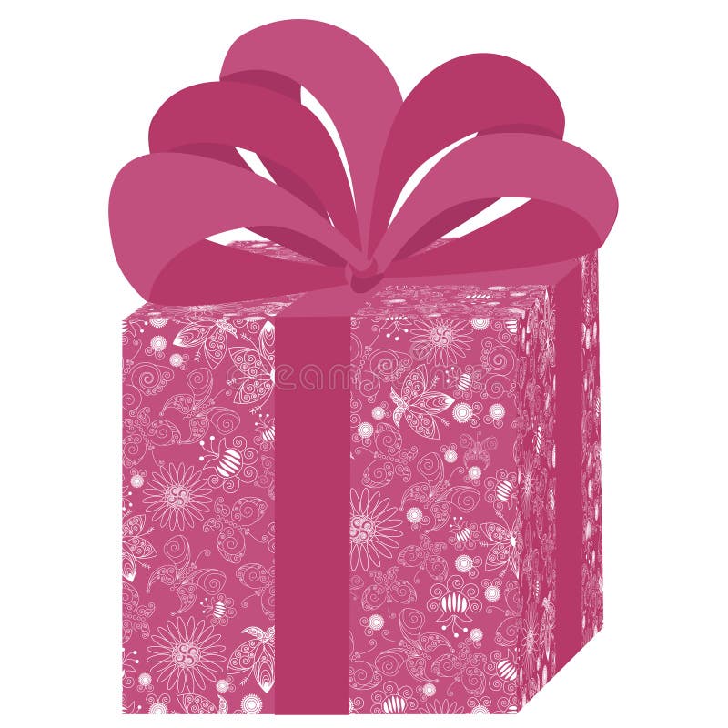 Pink Gift Bag Template with Decorative Frame and a Bouquet Stock Vector ...