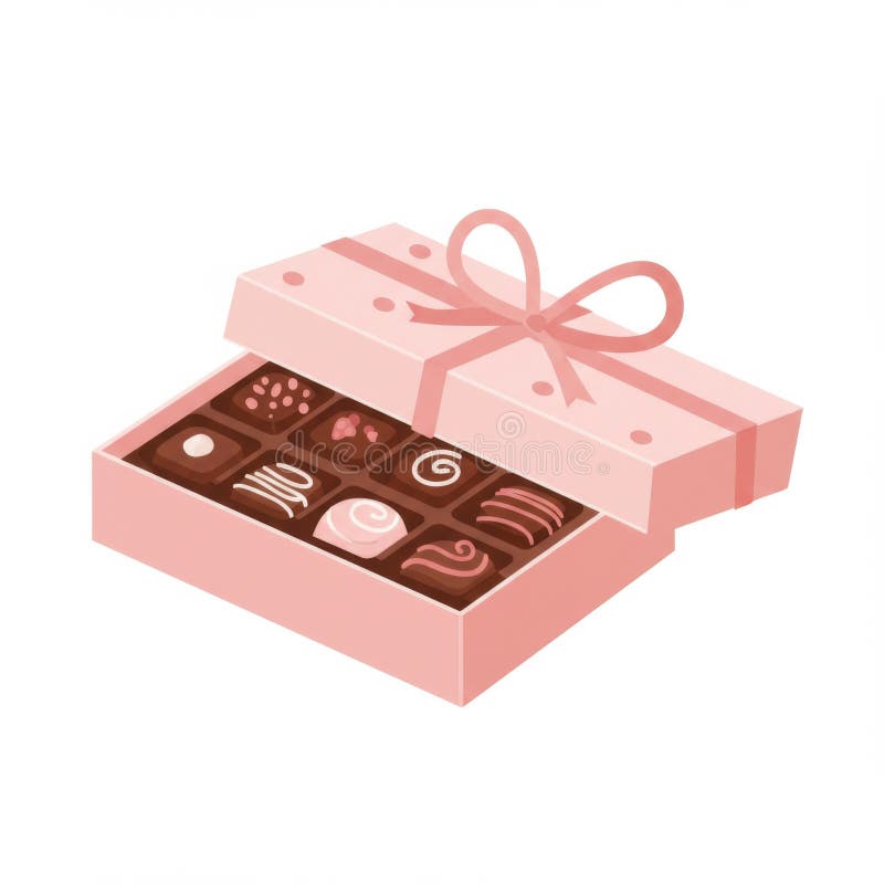 Pink Gift Box of Assorted Chocolates Stock Illustration - Illustration ...