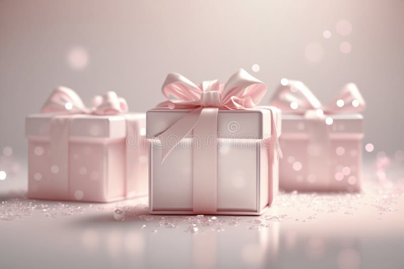 Pink Gift Box Background. Illustration Generative AI Stock Illustration ...