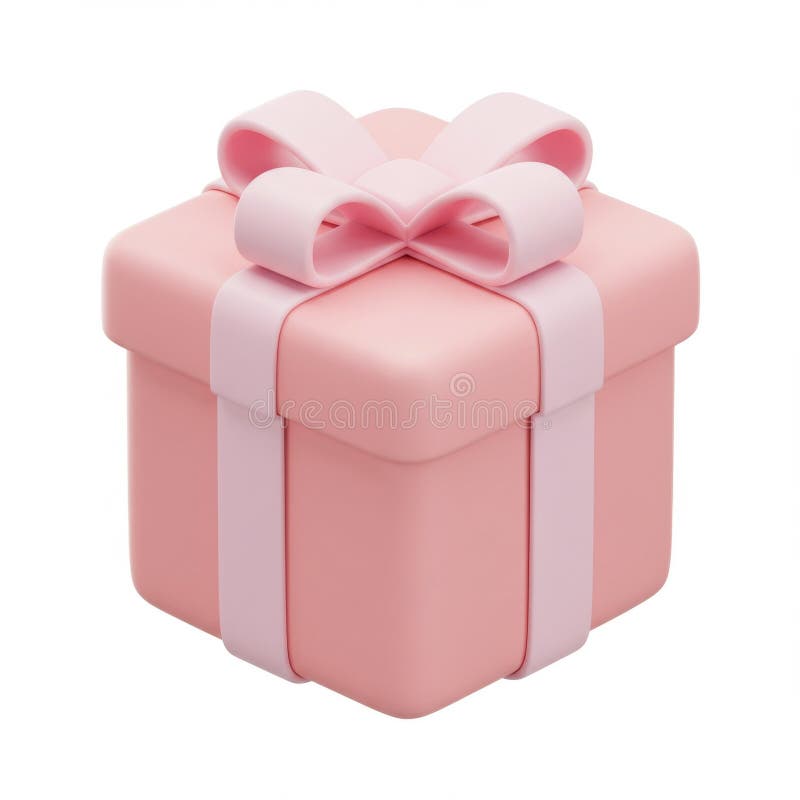 Pink Gift Box with Bow 3D Render Stock Illustration - Illustration of ...