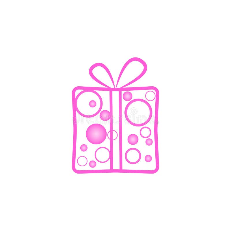 Pink Gift Box Icon with Circles . Vector Illustration Stock ...