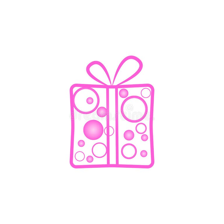 Pink Gift Box Icon with Circles . Vector Illustration Stock ...