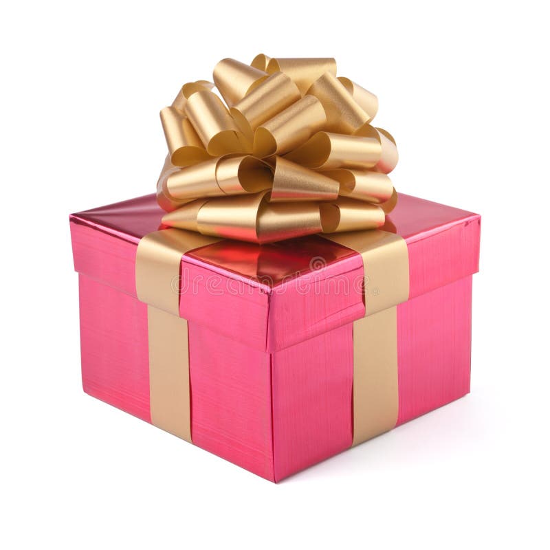 Pink gift box. Isolated stock image. Image of present - 6891207