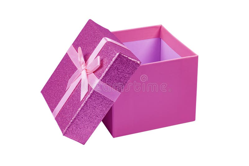 Pink Gift Box with Open Lid, Holiday or Celebration Gift Concept, on ...