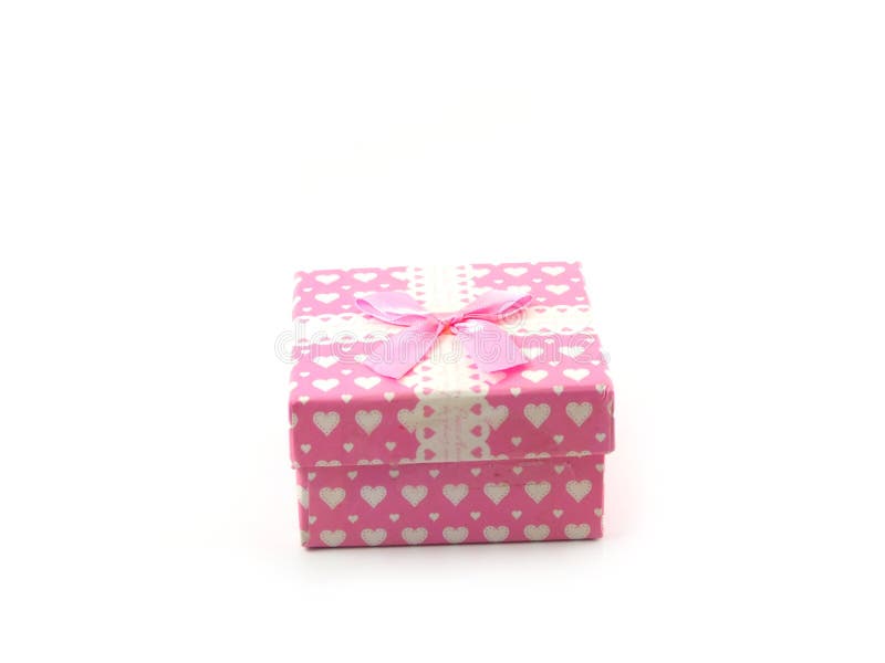Pink Gift Box with Pink Ribbon on White Background Stock Photo - Image ...