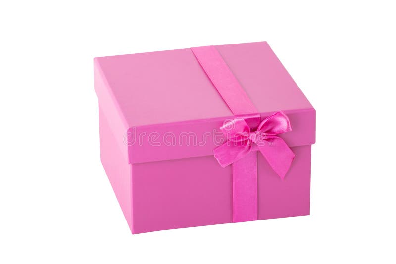 Pink Gift Box with Pink Ribbon Bow Isolated on a White Background ...