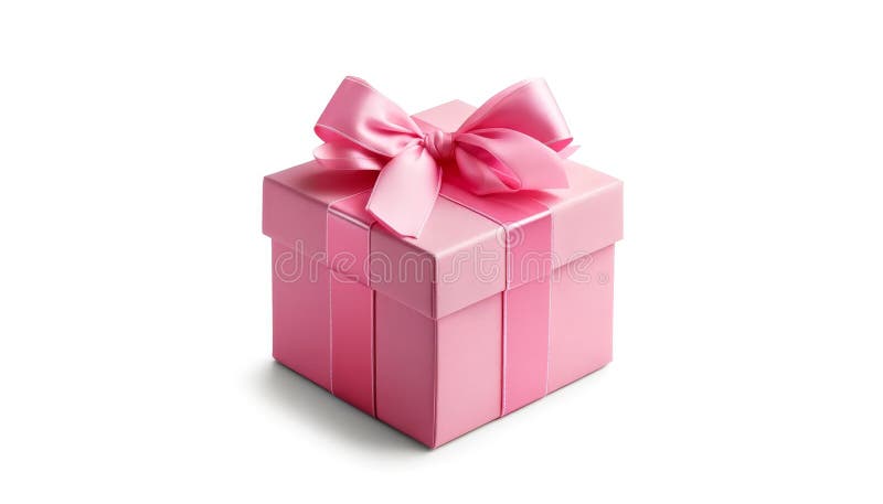 Pink Gift Box with Ribbon Bow Isolated on White Background, Gift Box ...