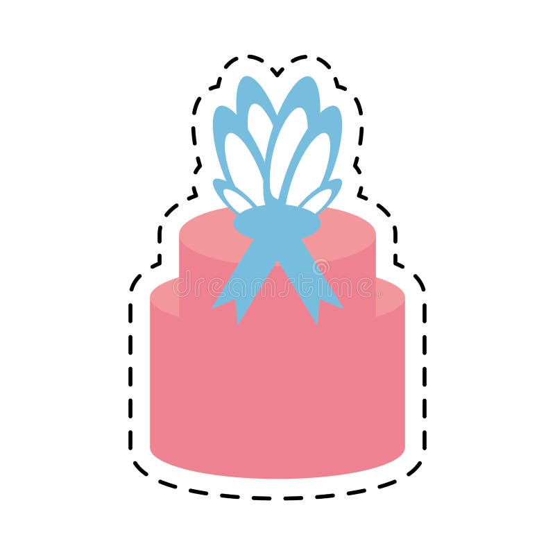 Pink Gift Box Ribbon Present Line Dotted Stock Illustration ...