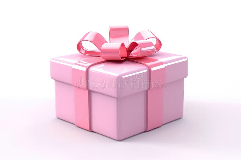 Pink Gift Box on White Background, 3D. Generative AI Stock Illustration ...